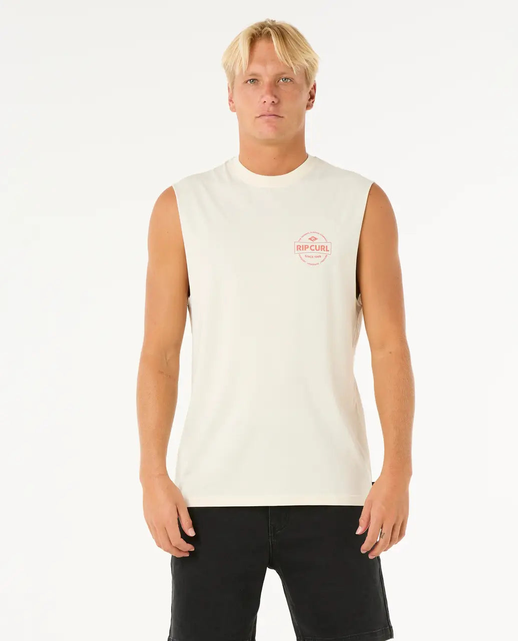 The Rip Curl Stapler Muscle Vest in White | Anns Cottage – Ann's Cottage