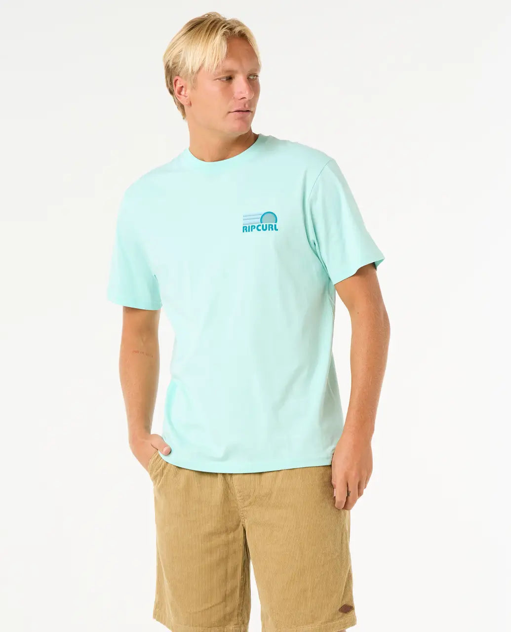 The Rip Curl Surf Revival Stacked T-Shirt in Blue | Anns Cottage – Ann ...