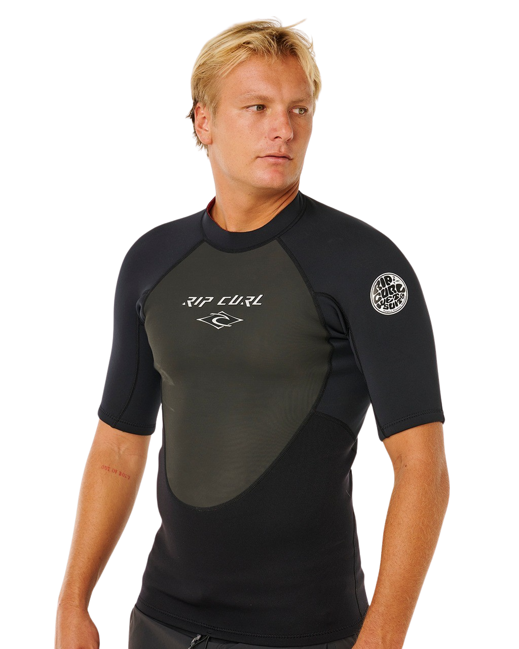 The Rip Curl Omega 1.5mm Short Sleeved Rash Vest in Black | Anns ...