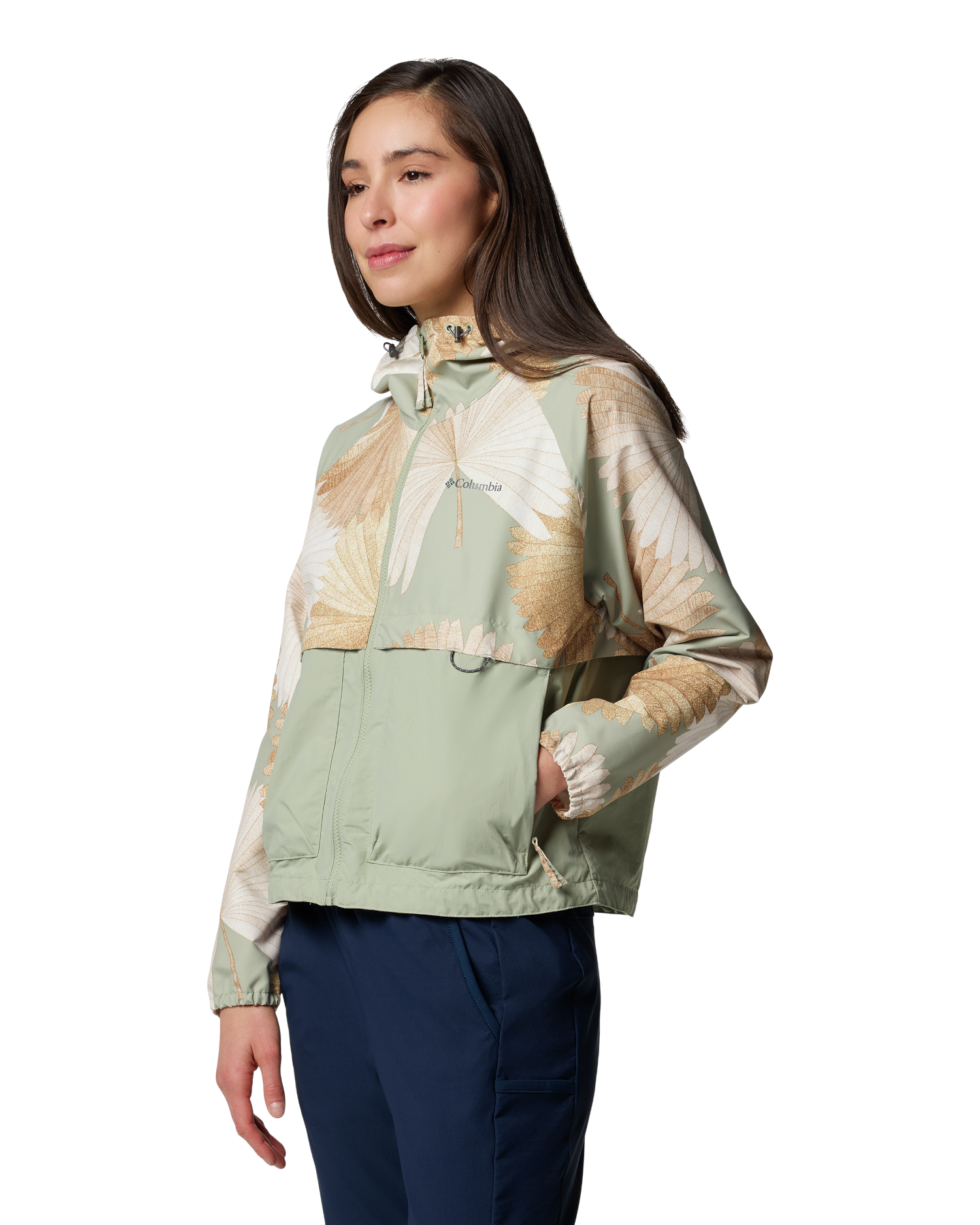 The Columbia Spire Valley Printed Windbreaker Jacket in Green | Anns ...