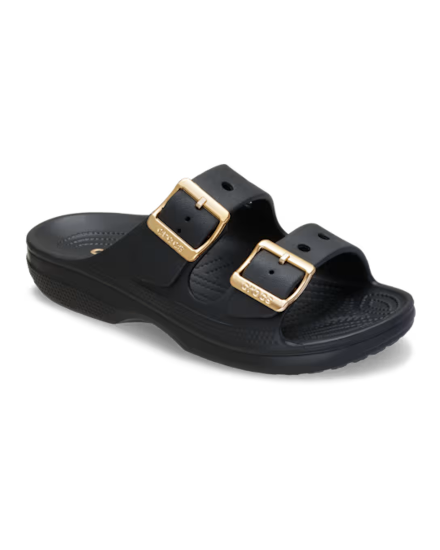 The Crocs Metallic Buckle Saturday Sandals in Black | Anns Cottage ...