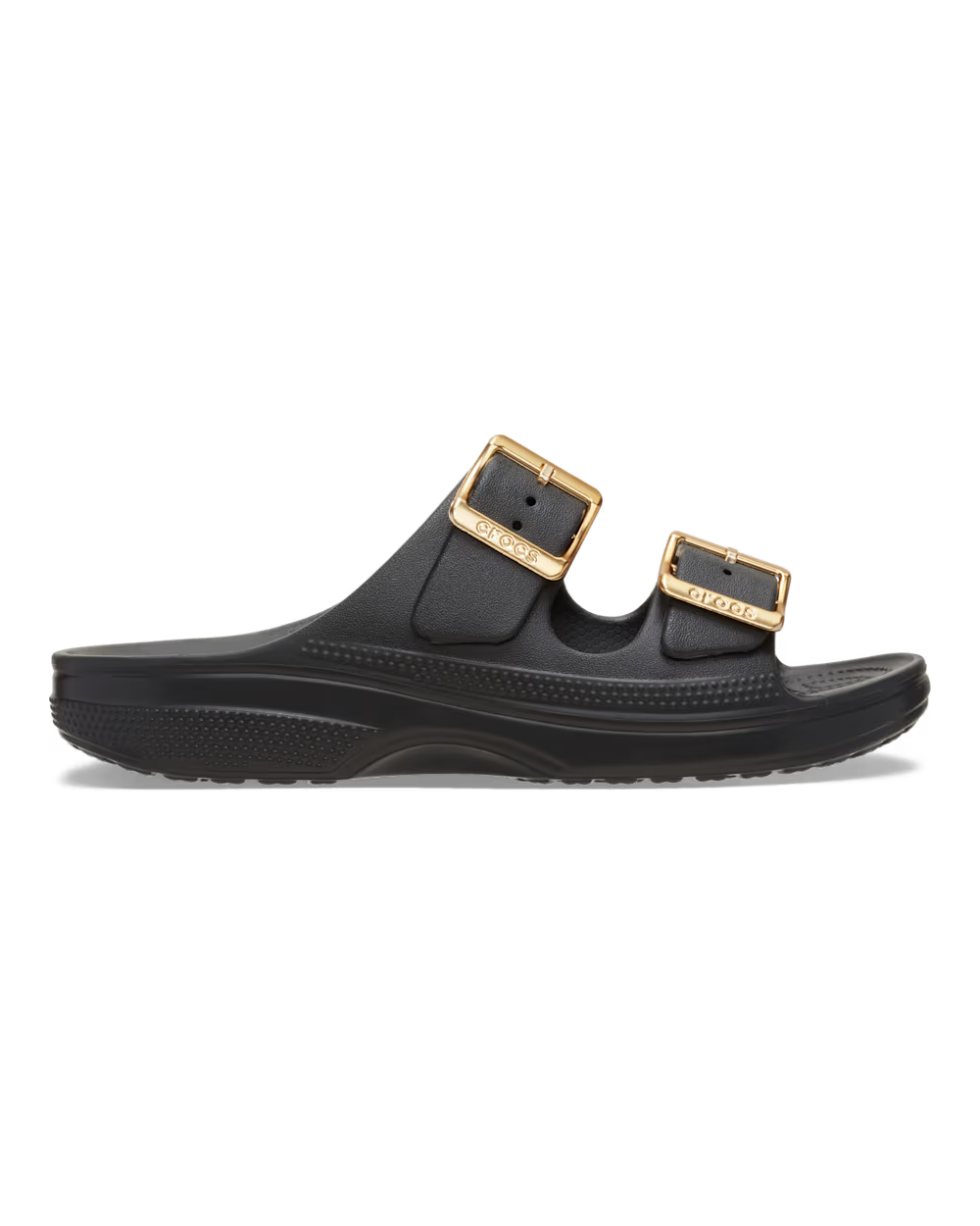 The Crocs Metallic Buckle Saturday Sandals in Black | Anns Cottage ...