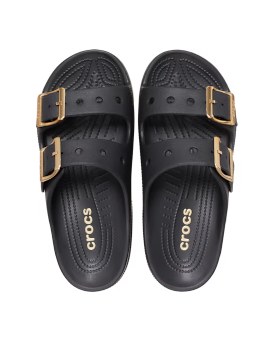 The Crocs Metallic Buckle Saturday Sandals in Black | Anns Cottage ...