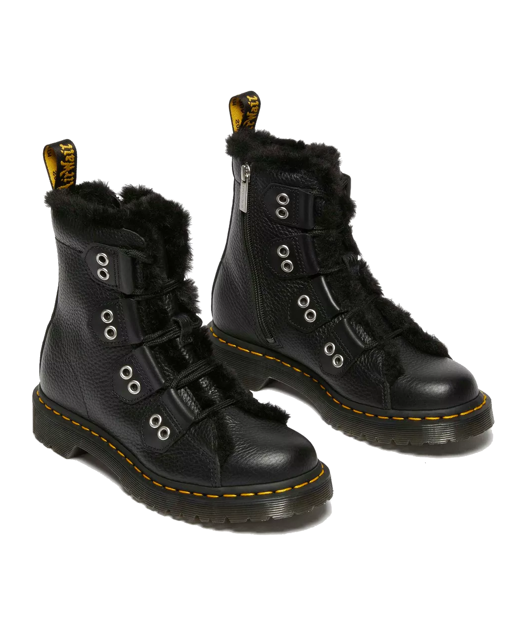 The Dr Martens 1460 Faux Fur Lined Lace to Toe Boots in Black | Anns ...