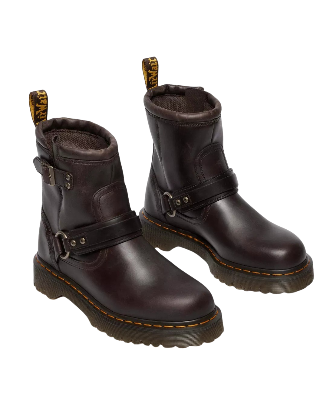 The Dr Martens Womens Anistone Crazy Horse Leather Harness Ankle Boots ...