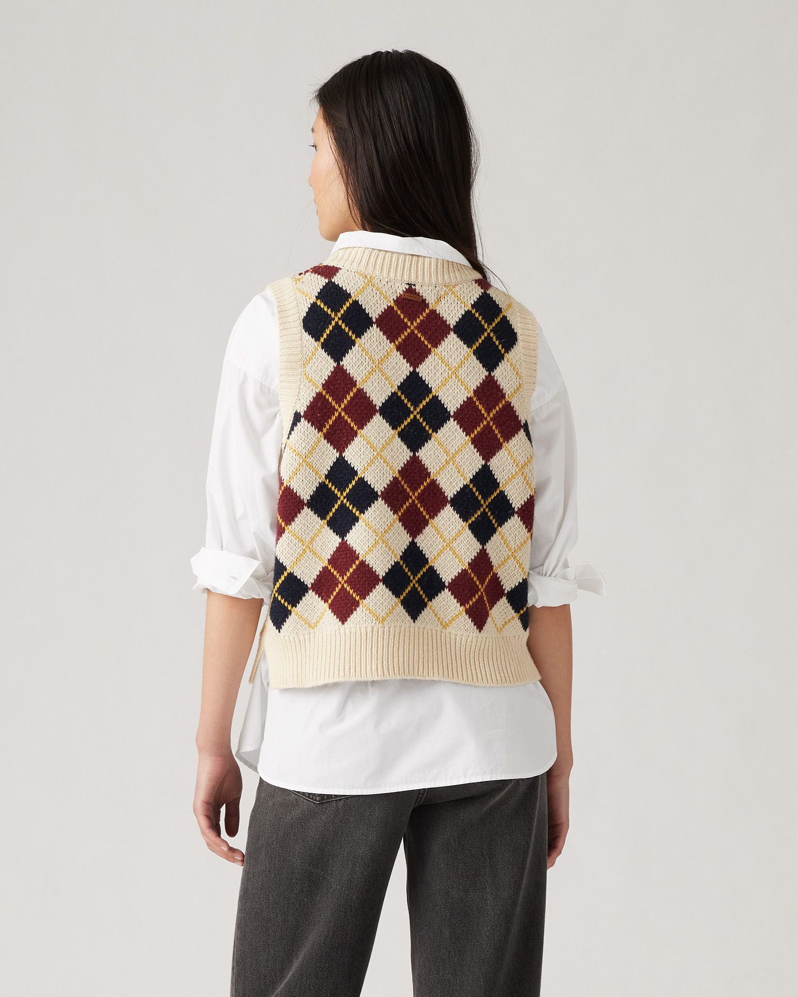 The Levi's® Collegiate Argyle Jumper in White | Anns Cottage – Ann's ...