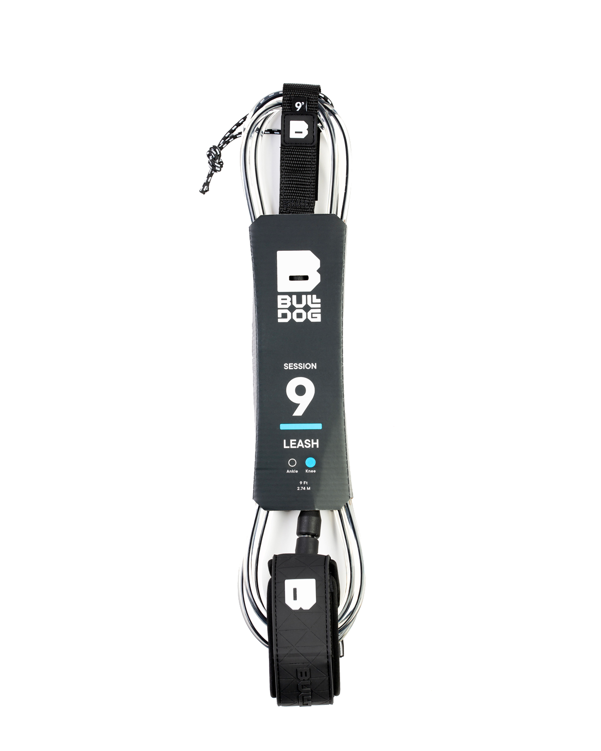 The Bulldog 9ft Double Swivel Knee Surfboard Leash in Black | Anns ...