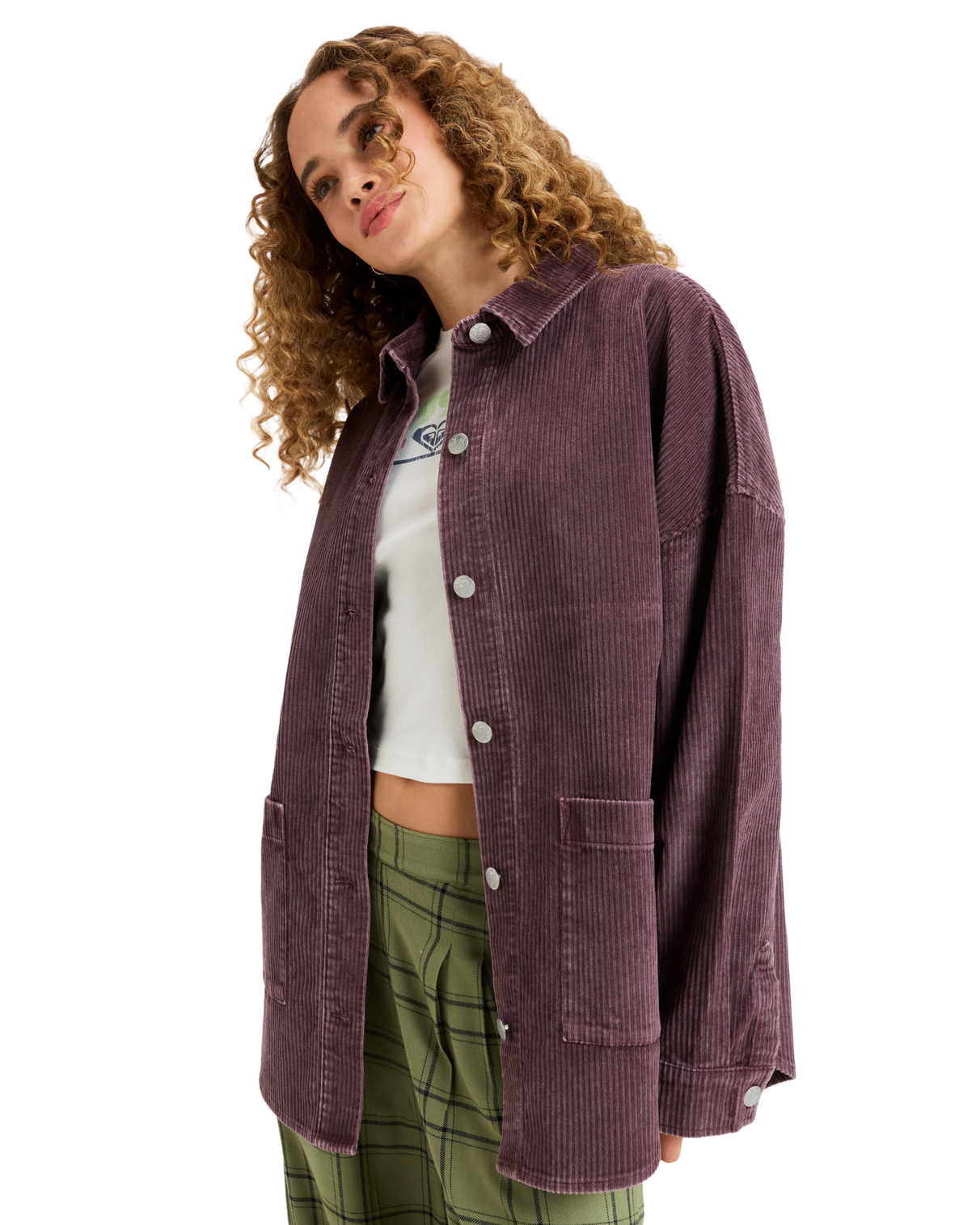 The Roxy Kick Back Washed Cord Shirt Jacket in Purple | Anns Cottage ...