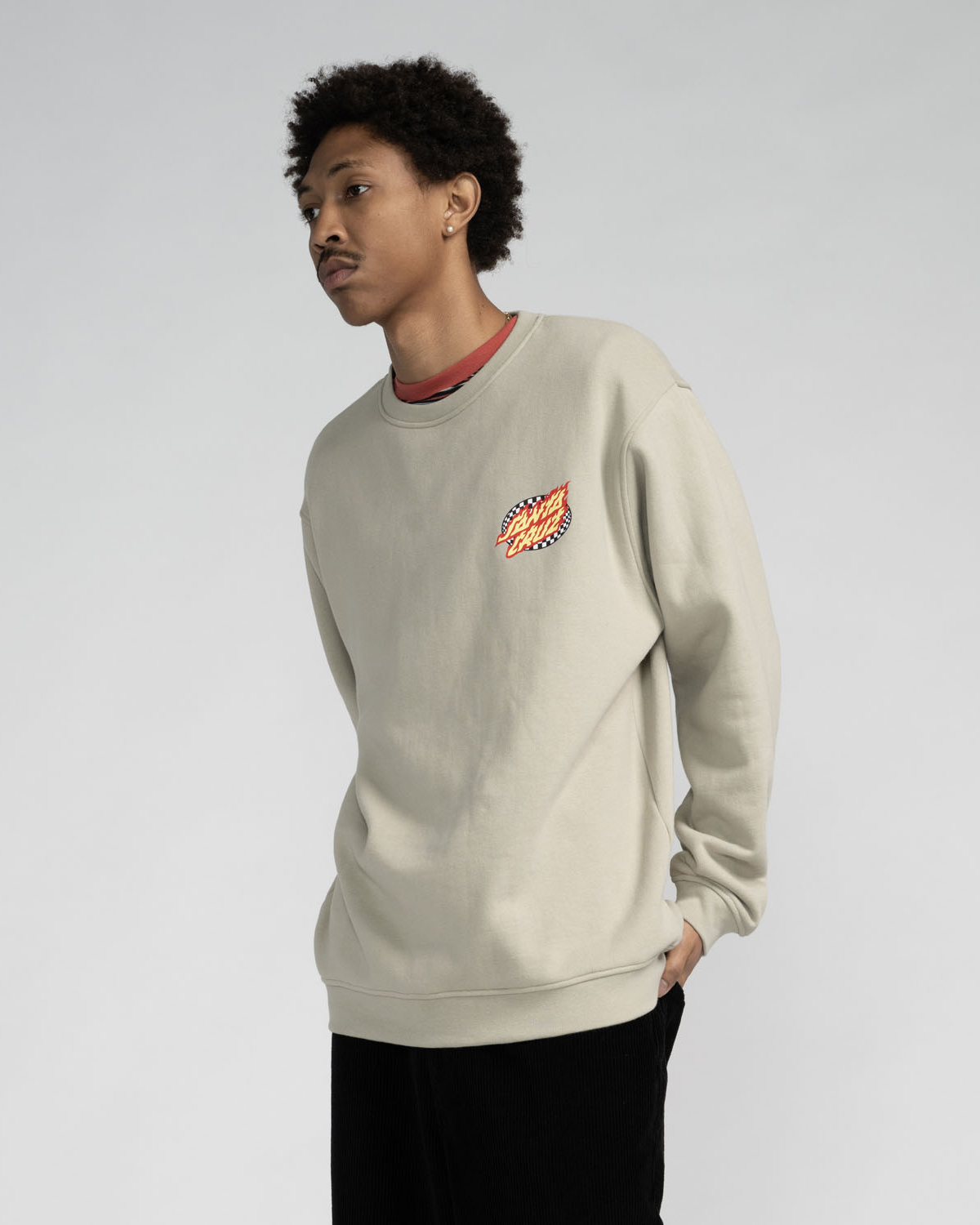 The Santa Cruz Oval Check Flame Sweatshirt in Grey | Anns Cottage – Ann ...